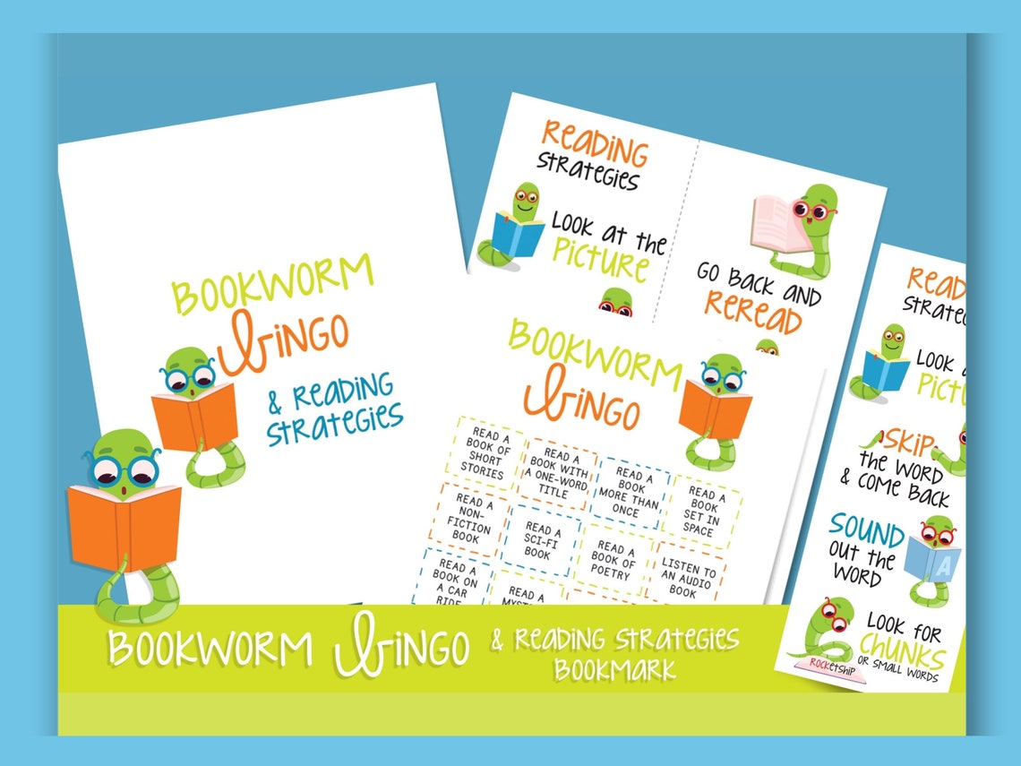 Bookworm Bingo Printable Reading Activity Worksheets & Bookmarks for ...