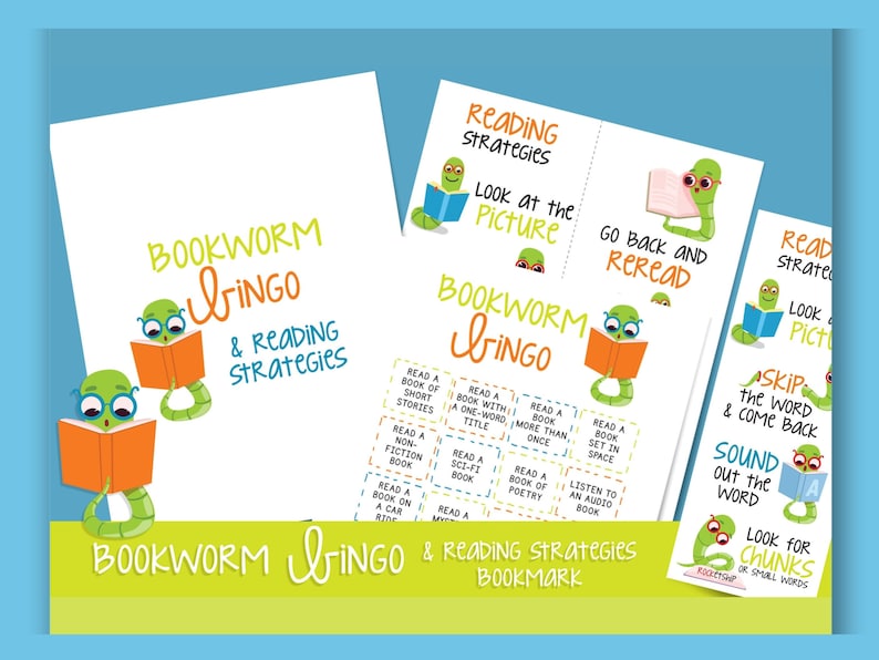 Bookworm Bingo Printable Reading Activity Worksheets & Bookmarks for ...
