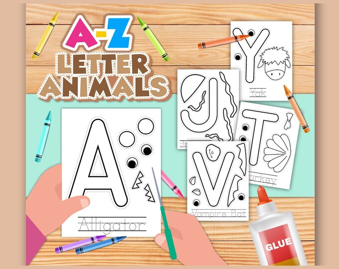 Alphabet Printable CRAFT Templates Alphabet Animal Craft PDF Instant ...