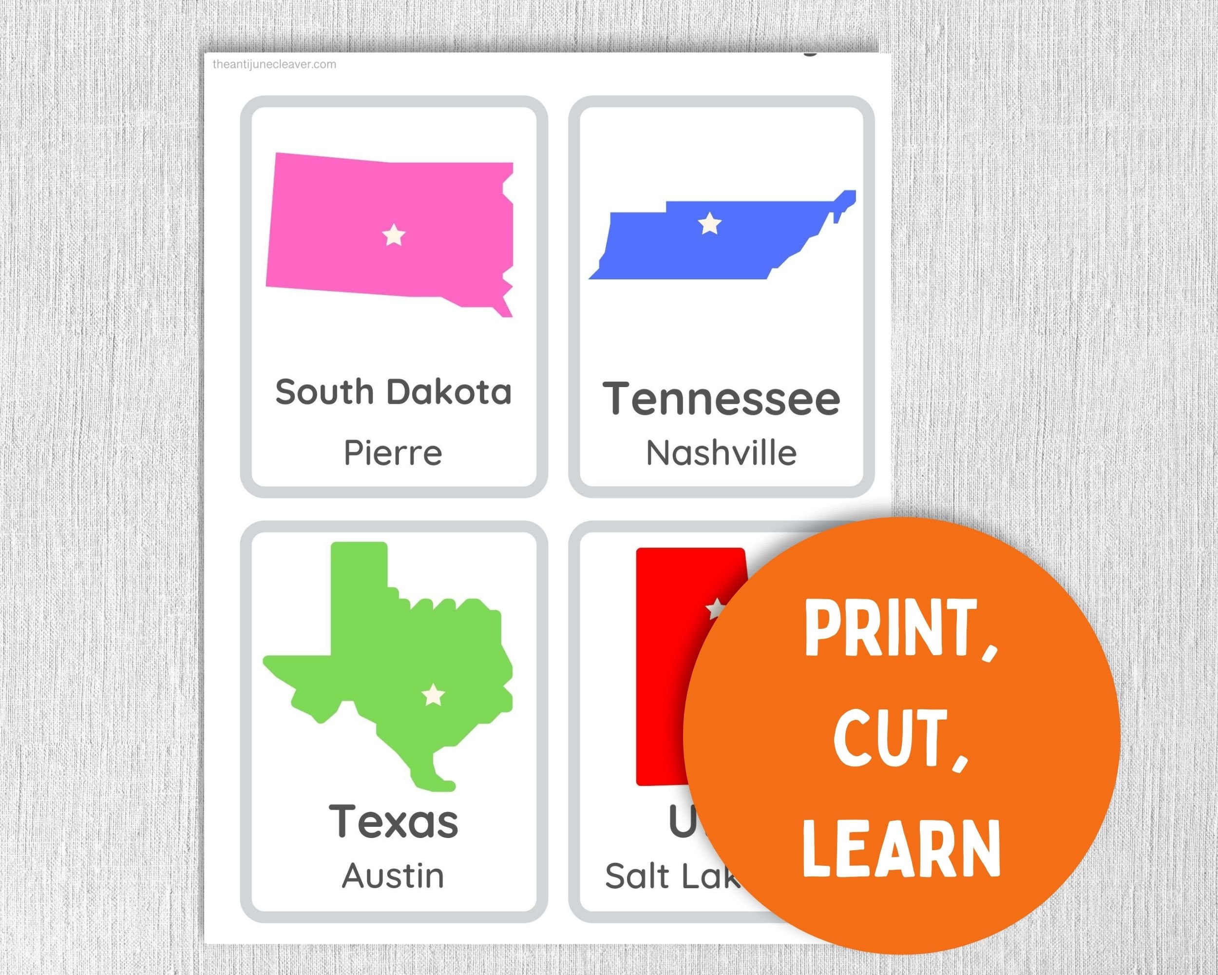 State Capitals Flashcards Set - Etsy