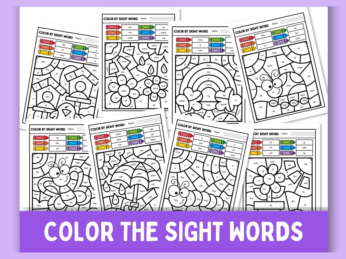Kindergarten Sight Words Printable Worksheets for Kids - Etsy
