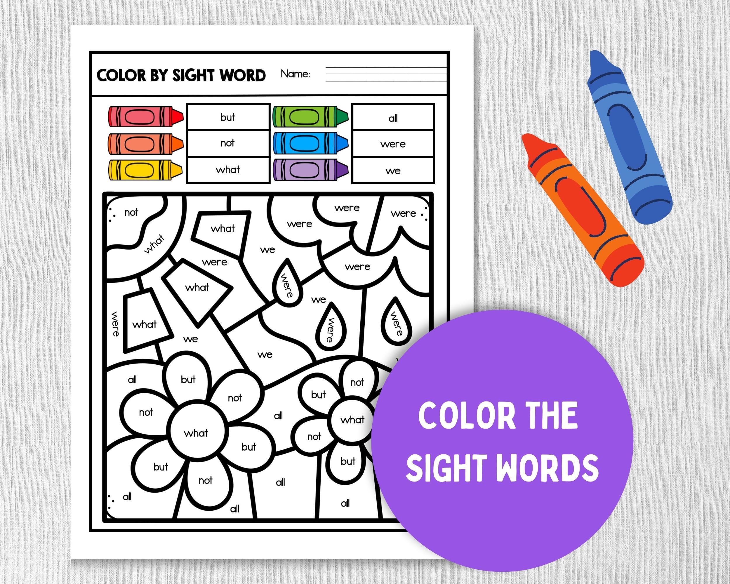 Hojas De Trabajo De Palabras Visuales De Pre Primero