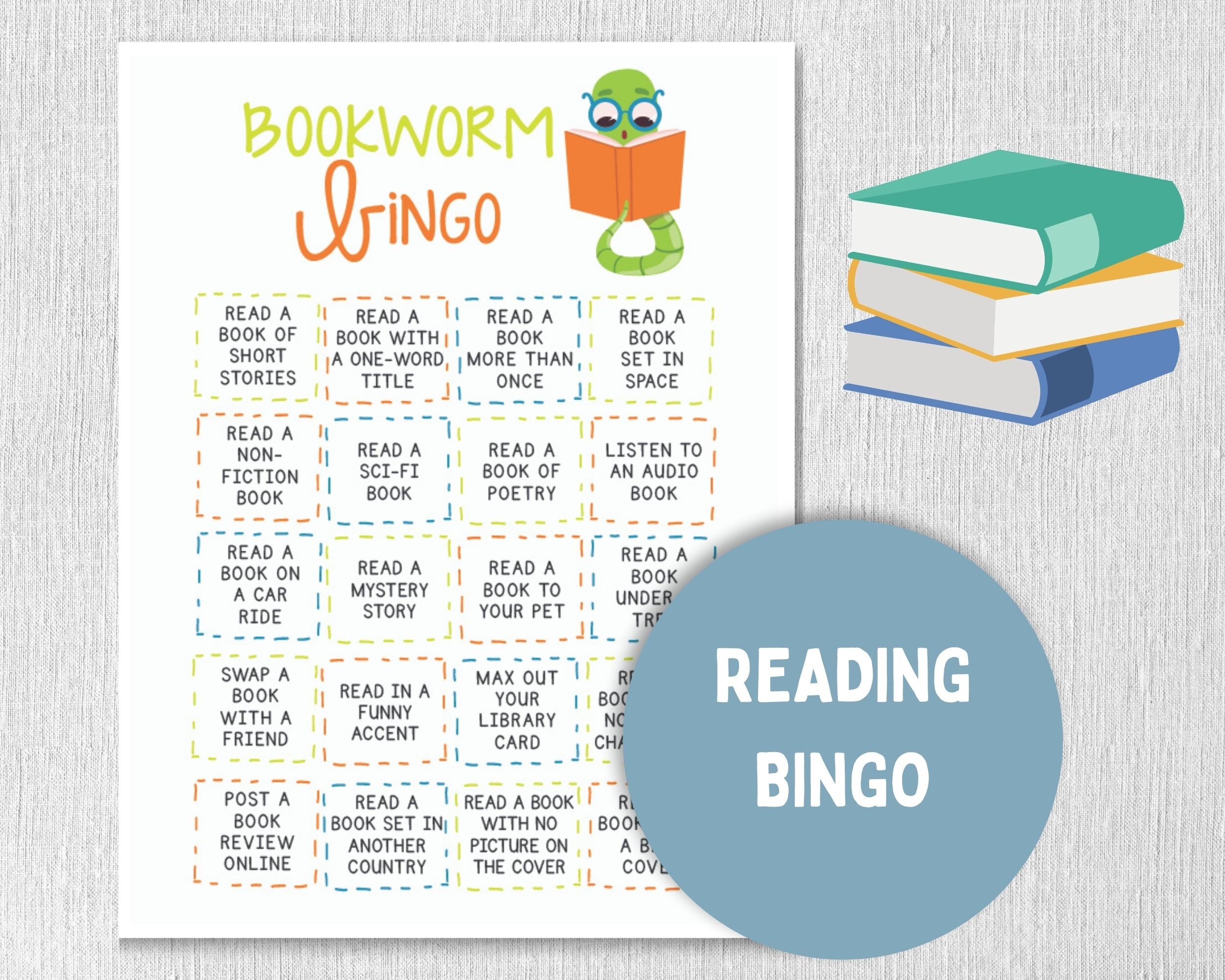 Bookworm Bingo Printable Reading Activity Worksheets & Bookmarks for ...