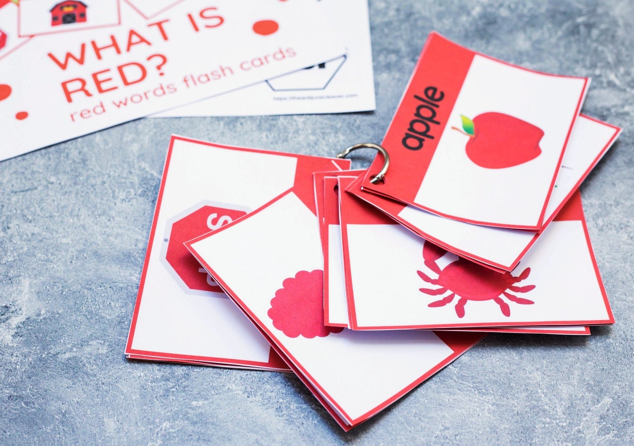 What Things Are Red Set of 16 Red Words Flashcards Educational ...