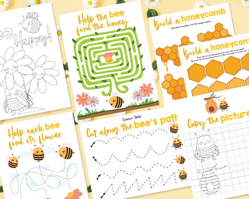 Honey Bee Printable Worksheets for Kids Educational | Etsy