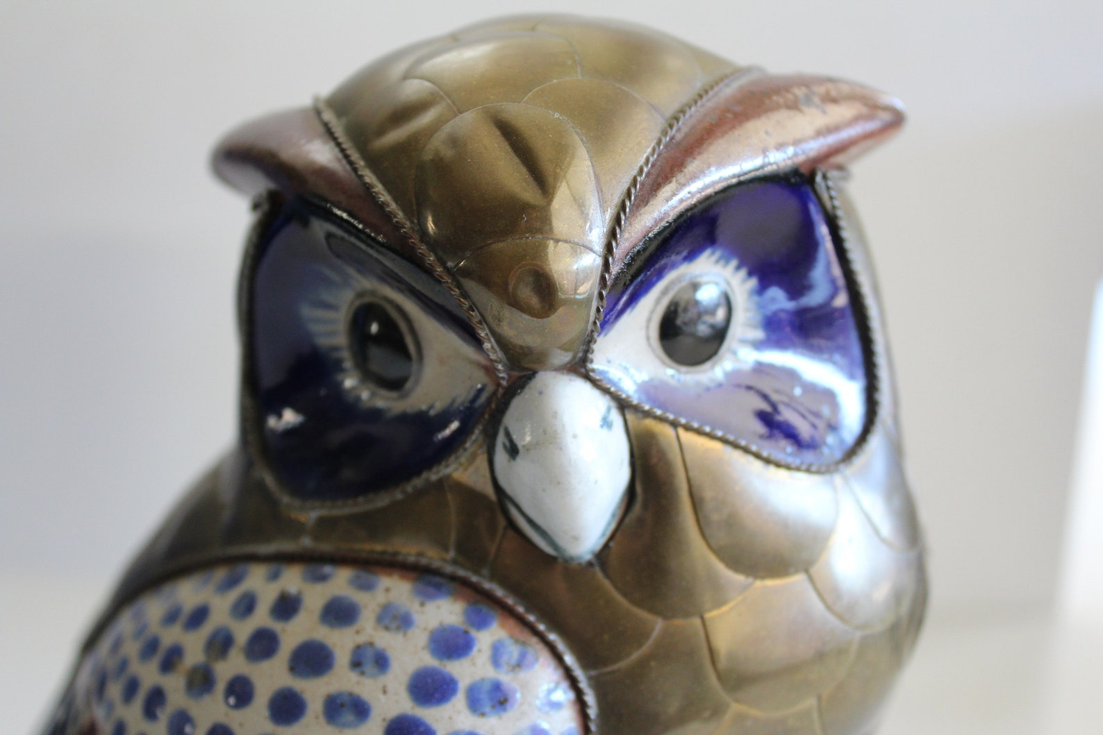 Brass and Ceramic Large Owl - Etsy
