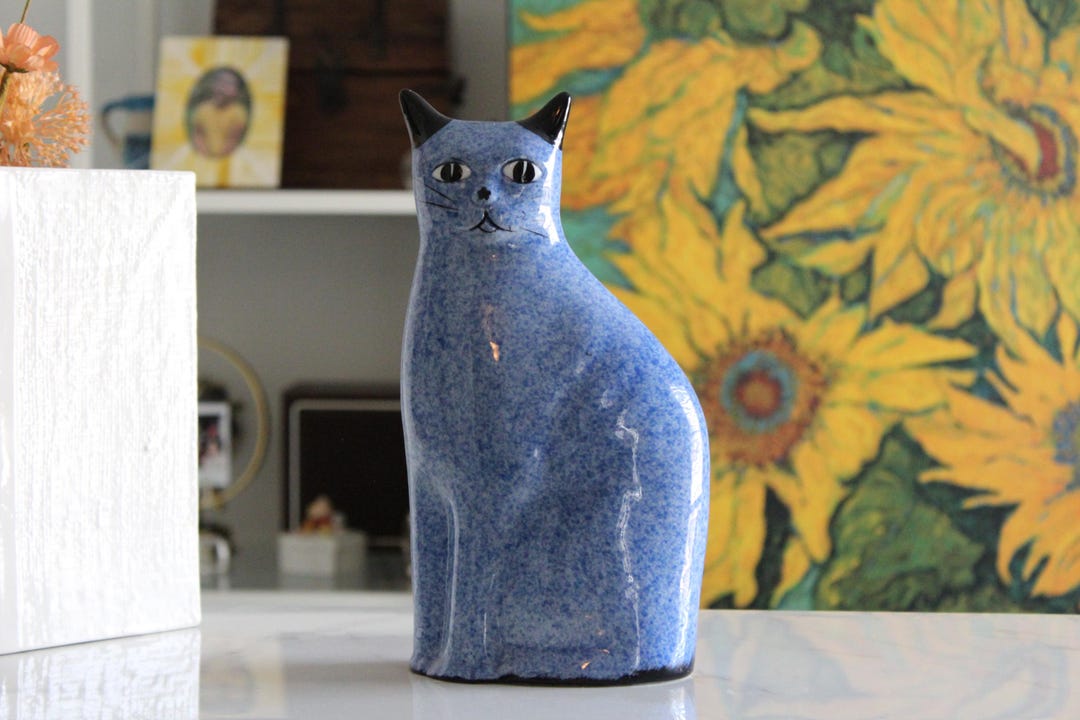 Blue Cat Figurine - Etsy