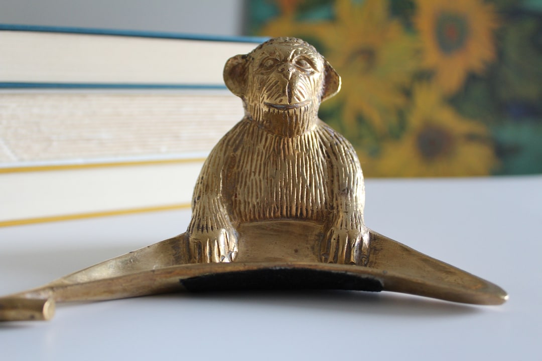 Brass Monkey, Desk Decor, Business Card Holder, - Etsy