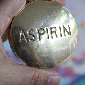 Brass Aspirin Trinket Box, Paperweight, Pop Art, Mid Century, - Etsy