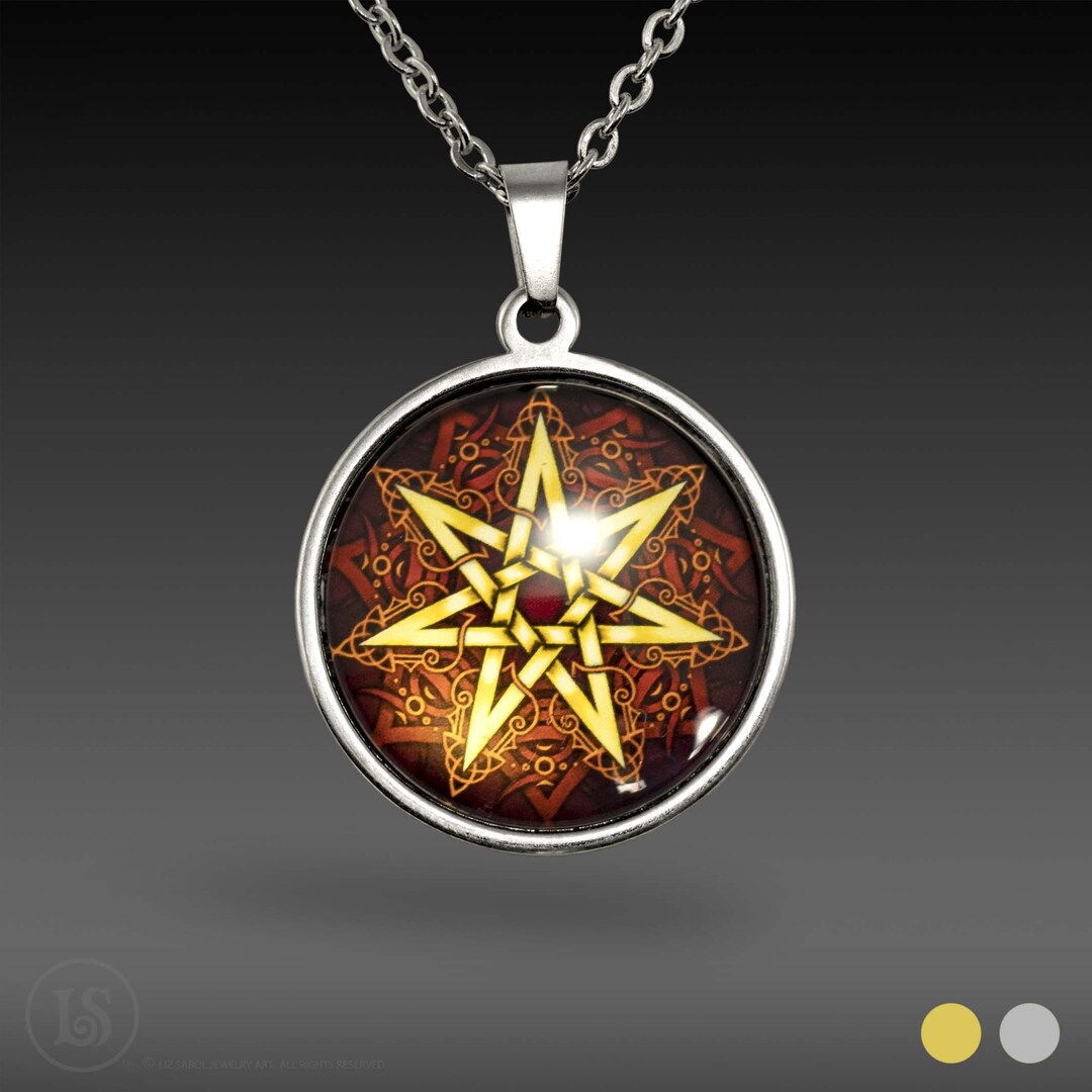 Septagram Pendant – Elven Star Symbol, Glass & Stainless Steel - Etsy