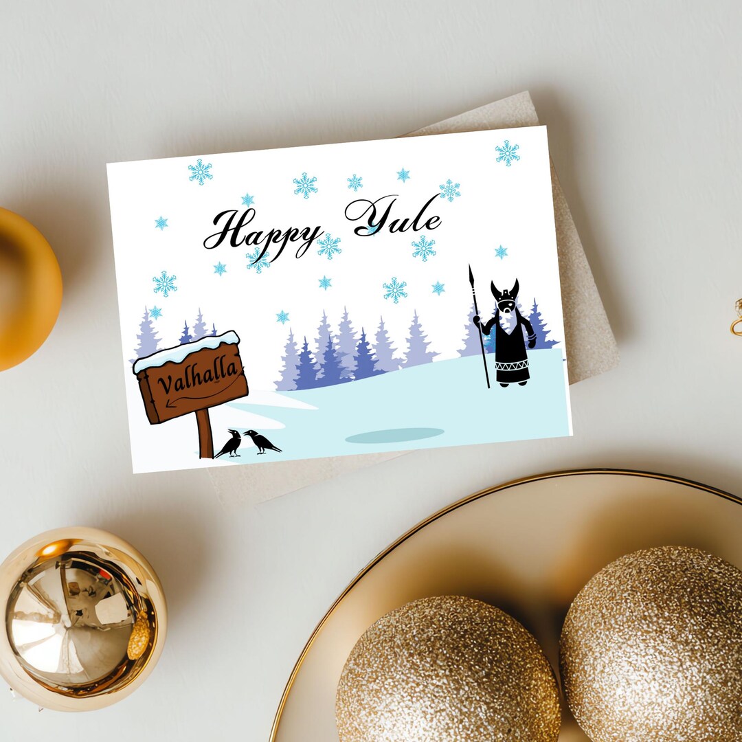 Happy Yule Card: Odin to Valhalla, Pagan Winter Solstice (PDF Printable ...