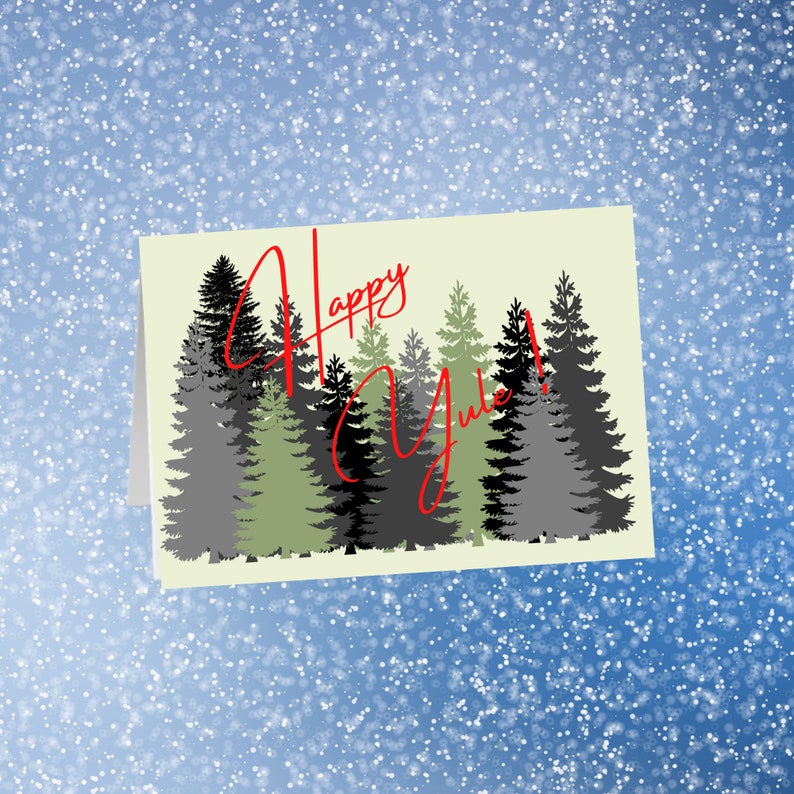 Happy Yule Card, Card Printable, Blank Card, Downloadable, Winter ...
