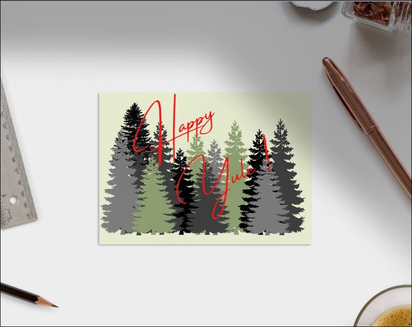 Happy Yule Card, Card Printable, Blank Card, Downloadable, Winter ...