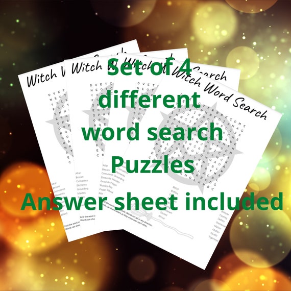 Printable Witch Word Search Puzzles Word Find Family Games | Etsy
