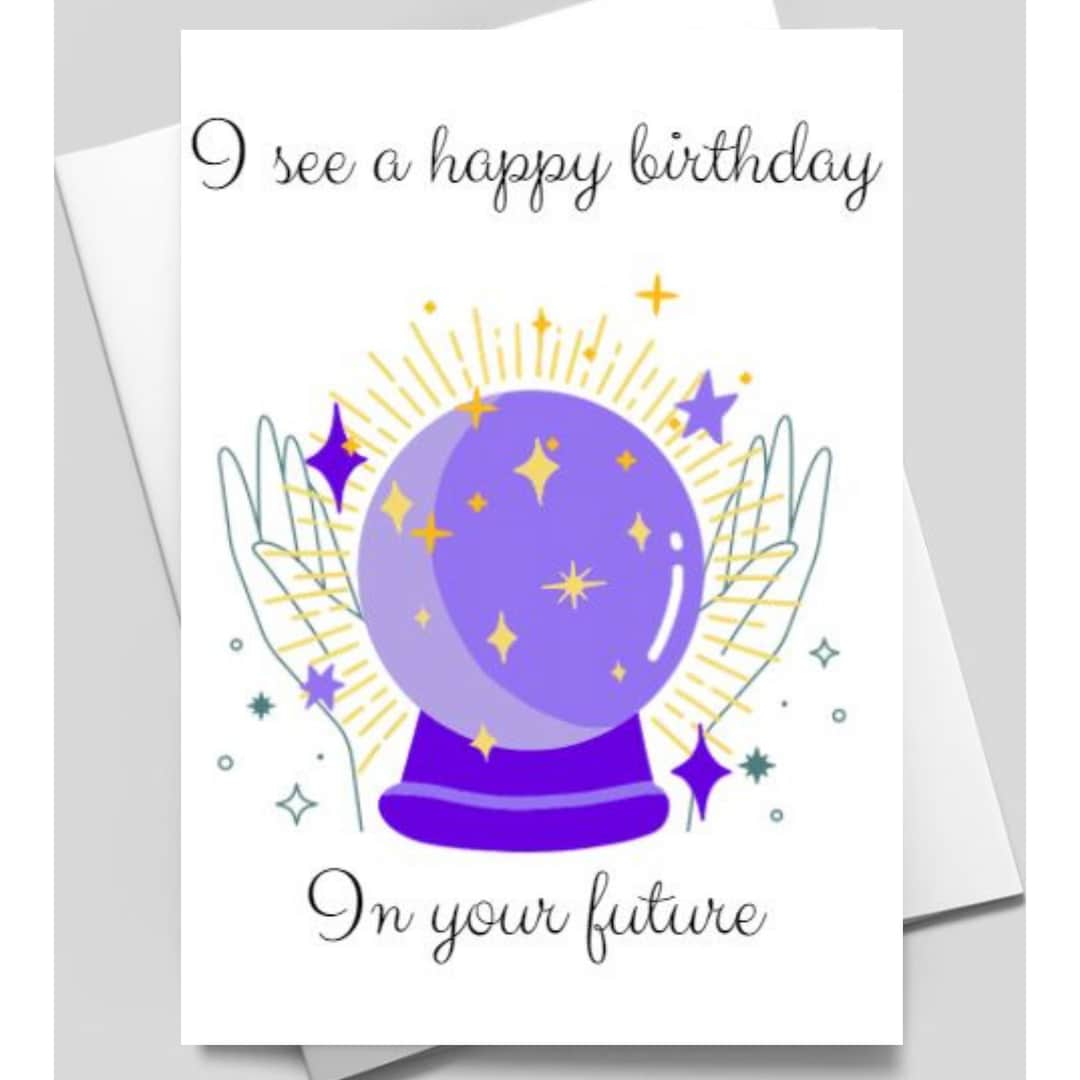 Happy Crystal Ball Birthday Card, Card Printable, Blank Card, Pagan - Etsy