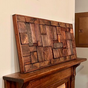 Wall Reclaimed Wood Art Decor, Modern Large Rustic Mix Media, Sculpture ...