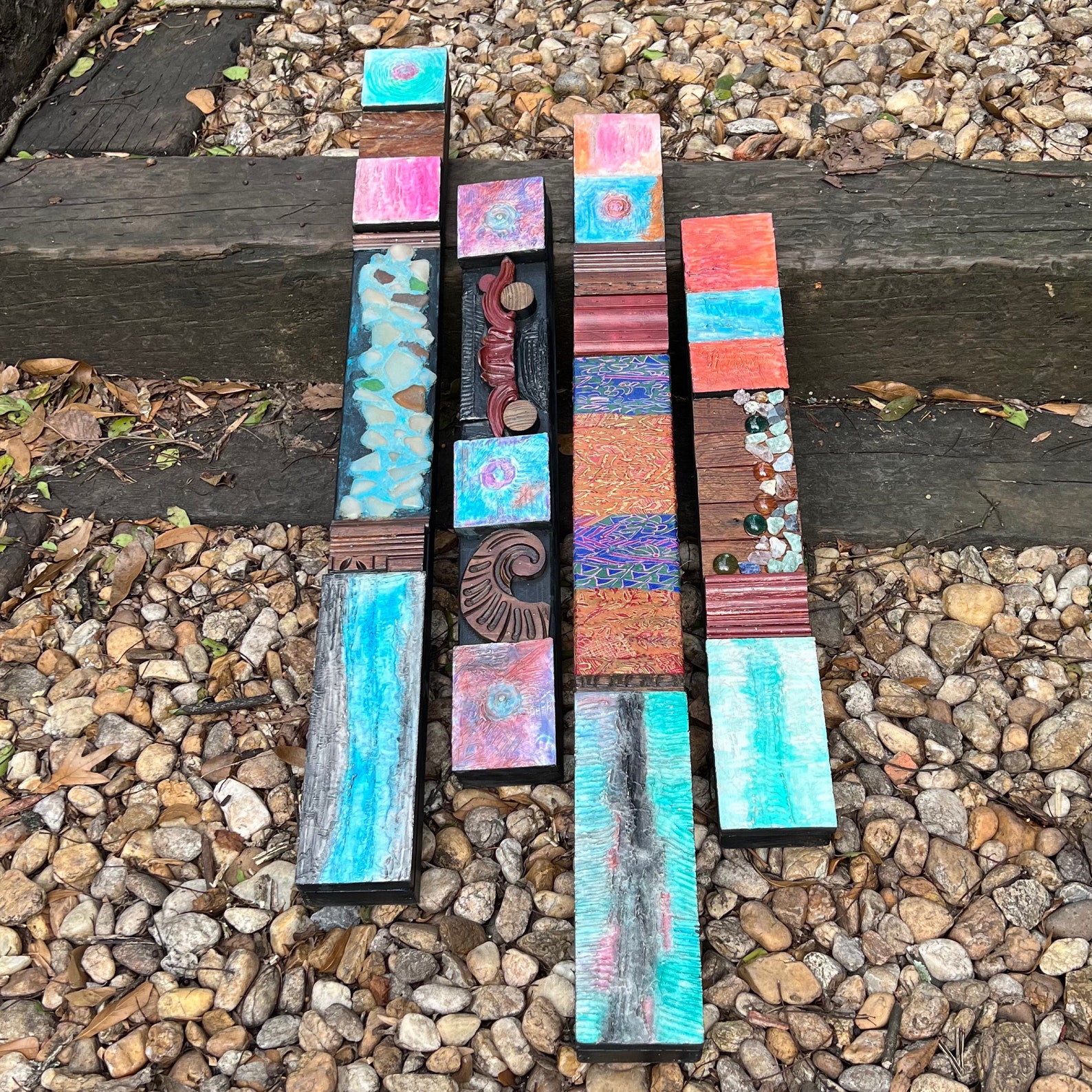 Wall Totem Art, Totem Art, Reclaimed Wood Wall Modern Totem Rustic Mix ...