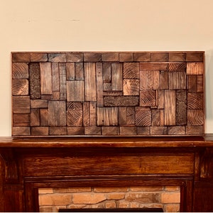 Wall Reclaimed Wood Art Decor, Modern Large Rustic Mix Media, Sculpture ...
