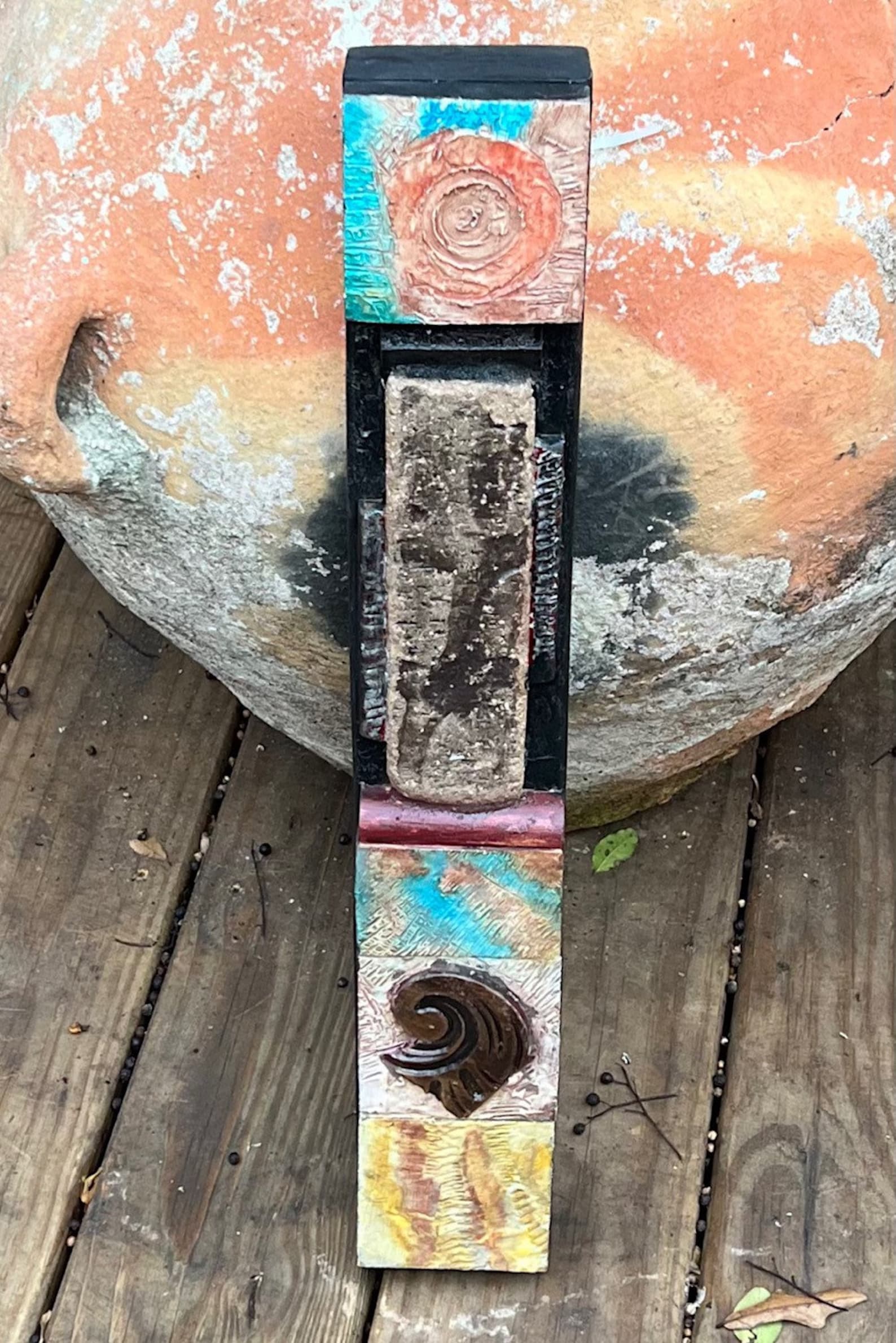 Wall Totem Art, Totem Art, Reclaimed Wood Wall Modern Totem Rustic Mix ...