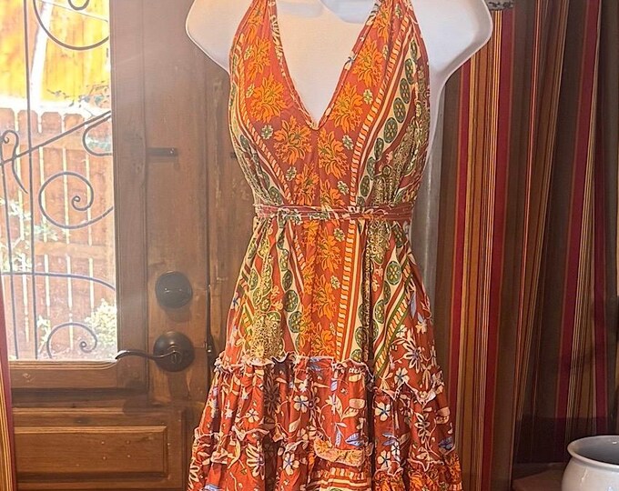 Boho Ruffle Dress, Hippie Dress, Open Back Dress, Bohemian Festival ...