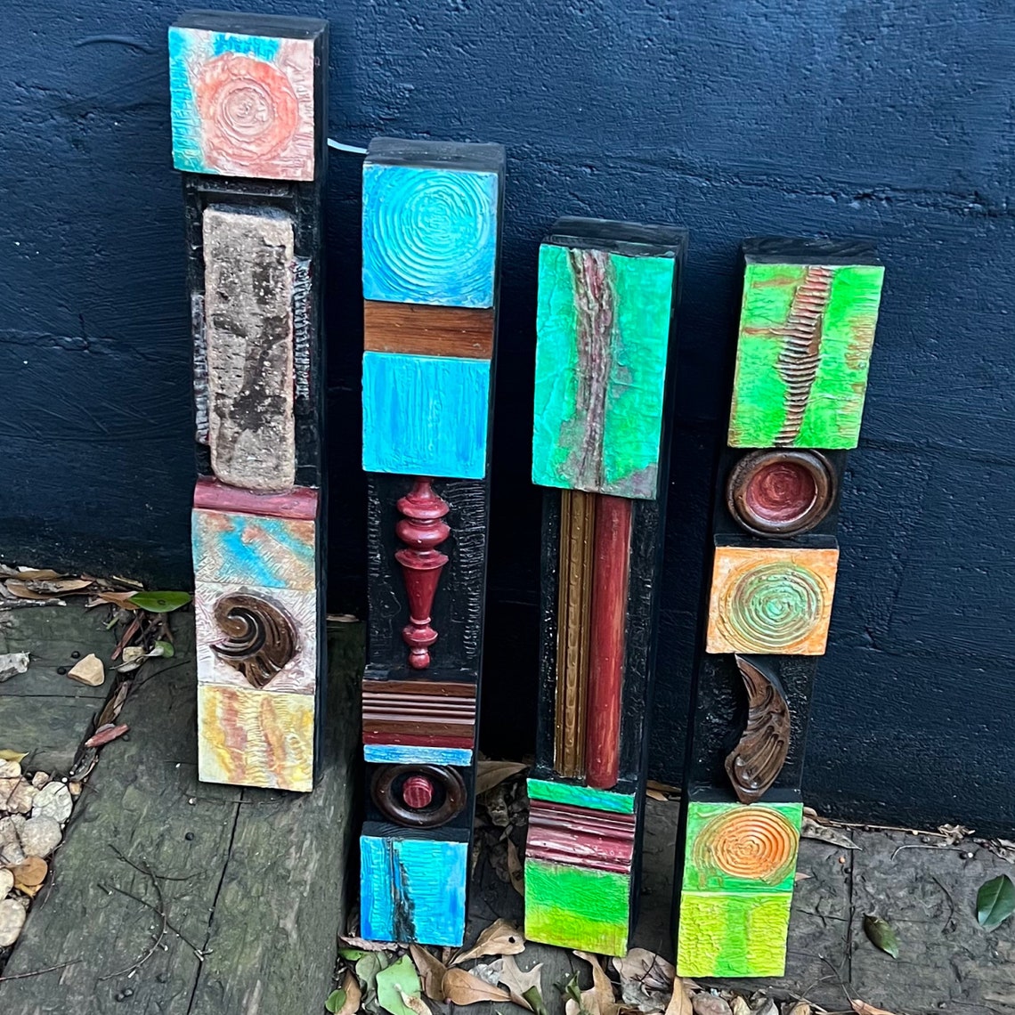 Wall Totem Art Totem Art Reclaimed Wood Wall Modern Totem - Etsy