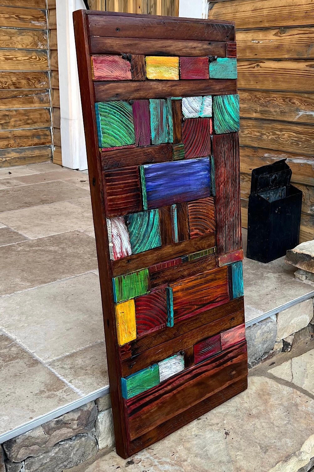 Wall Reclaimed Wood Art Decor, Modern Large Rustic Mix Media, Sculpture ...