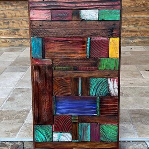 Wall Reclaimed Wood Art Decor, Modern Large Rustic Mix Media, Sculpture ...