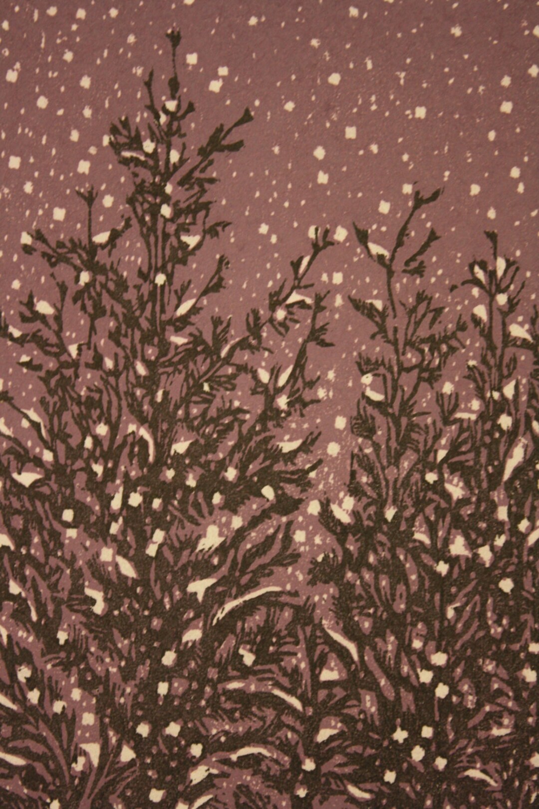 Falling Snow 6" X 7" Woodcut - Etsy