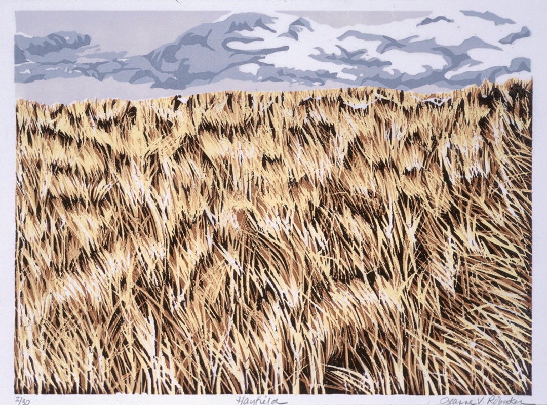 Hayfield Woodblock - Etsy