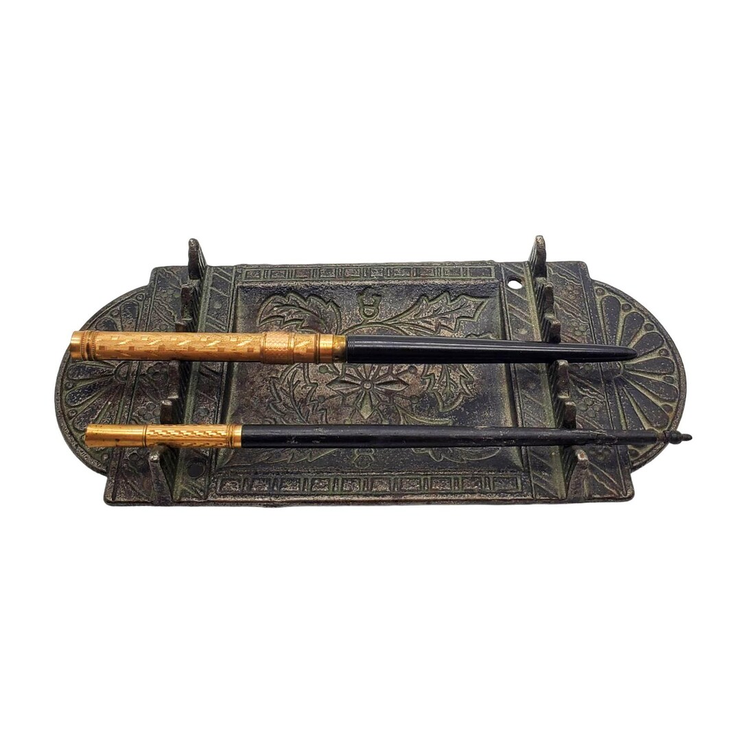Eastlake Quill Pen Holder Pencil Tray Antique Victorian Black Cast Iron ...
