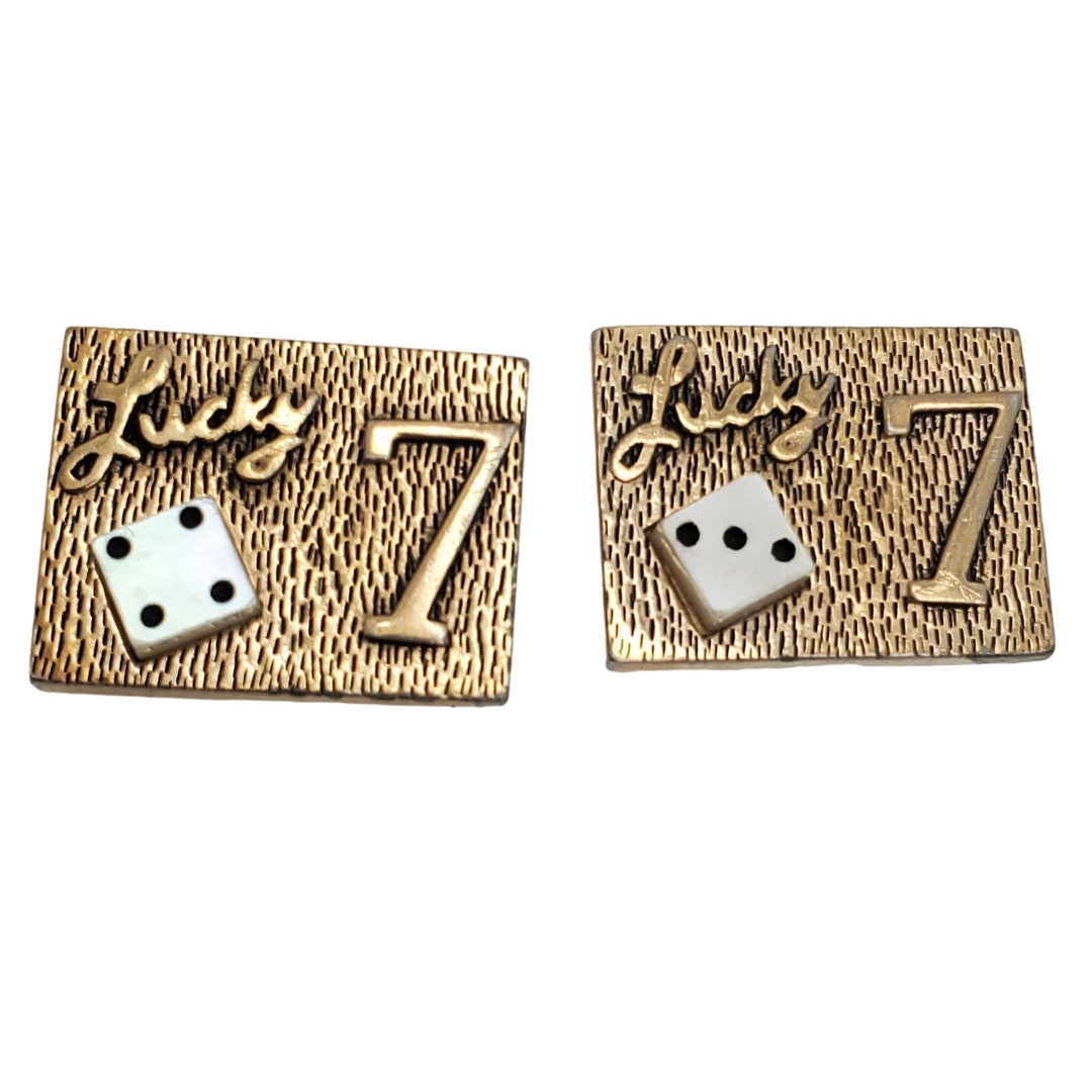 Lucky 7 Dice Cufflinks Gambling Casino Gaming Jewelry MCM Gold Tone - Etsy