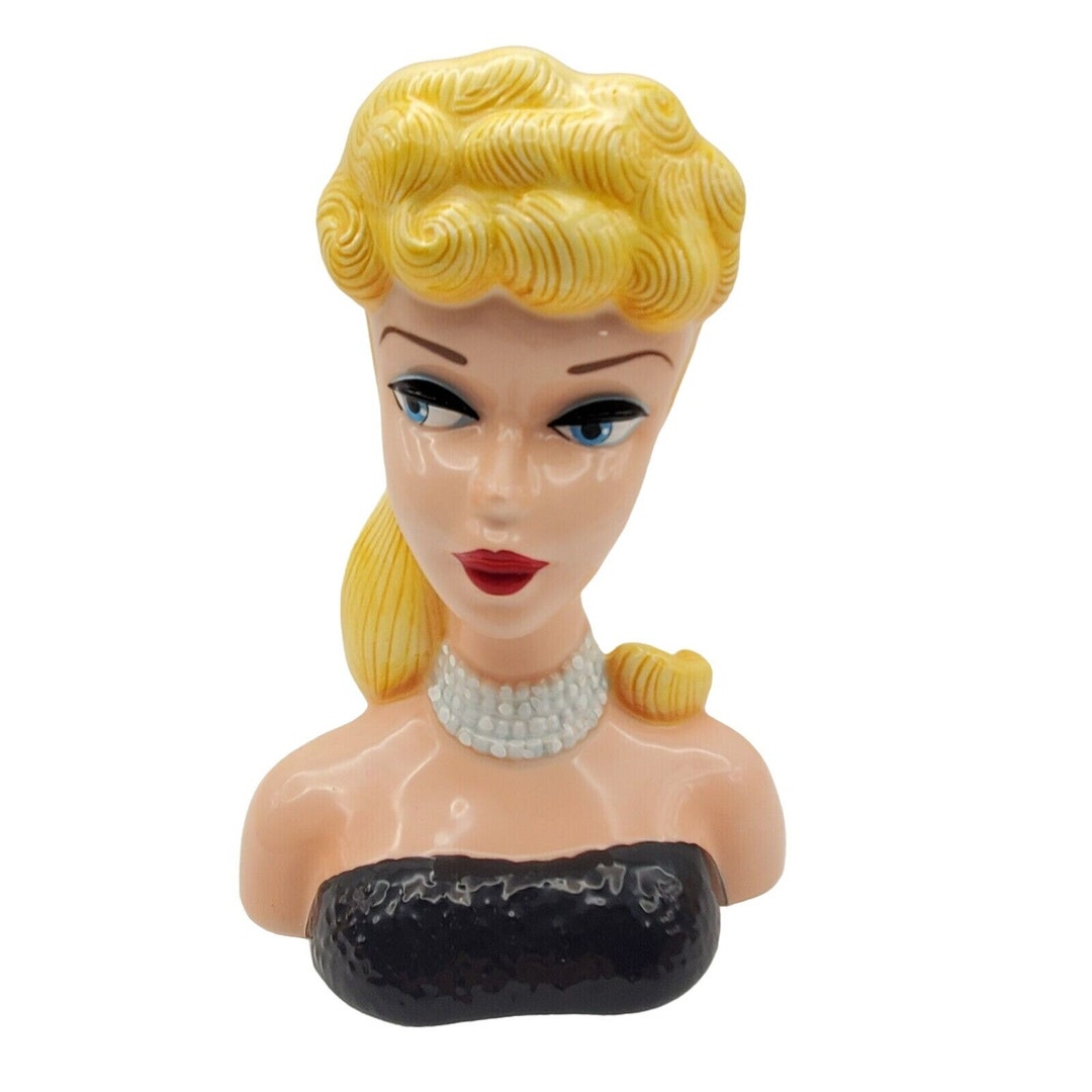 Barbie Head Vase Enesco 1994 Solo in Spotlight Pothead Planter Blonde ...