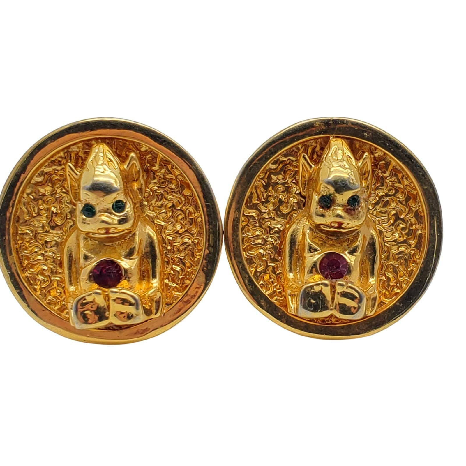 Royal Order of Jesters Billiken Cufflinks Gold Tone Green Red ...