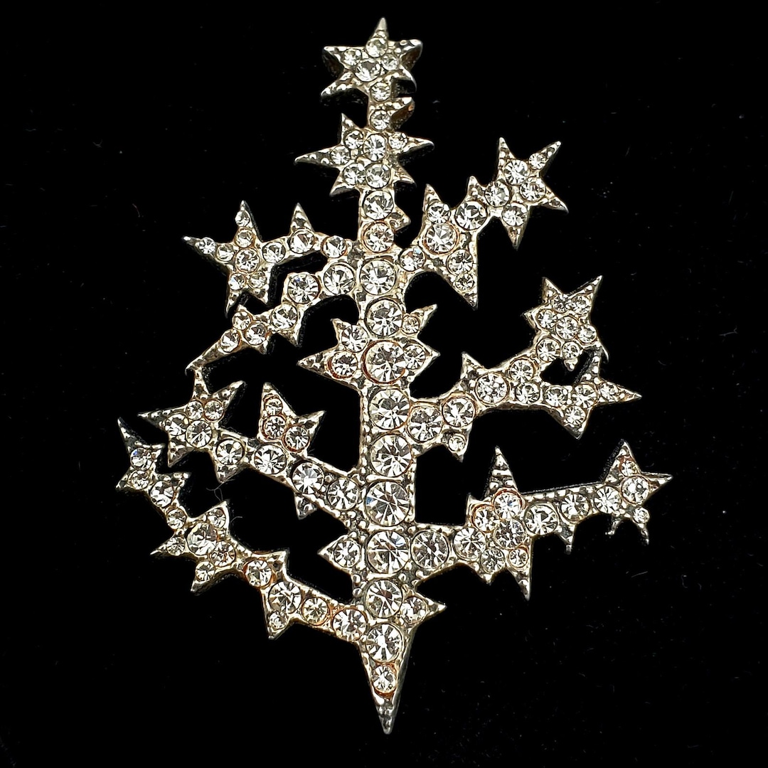 MMA Tree Fabergé Brooch Sterling Silver 925 Crystal Snowflake Pin ...