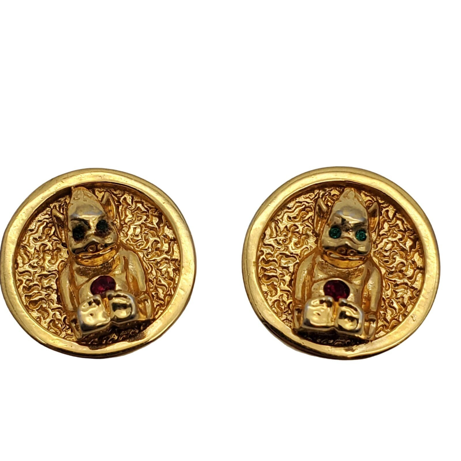 Royal Order of Jesters Billiken Cufflinks Gold Tone Green Red ...