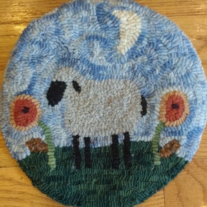 Beginner Primitive Rug Hooking Kit, Hooked, Sheep and Posies, Linen ...