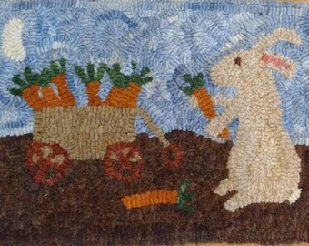 Primitive Rug Hooking Kit, Hooked, Garden Bunny, Linen, Wool - Etsy