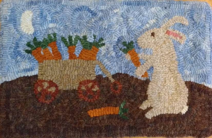 Primitive Rug Hooking Kit, Hooked, Carrot Bunny, Linen, Wool - Etsy
