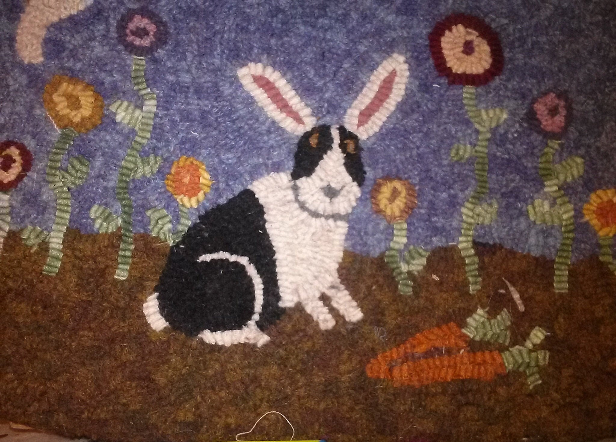 Primitive Rug Hooking Kit, Hooked, Garden Bunny, Linen, Wool - Etsy