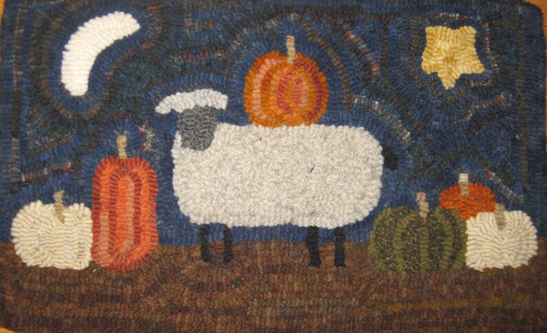 Primitive Rug Hooking Kit, Hooked, Pumpkin Sheep, Linen, Wool - Etsy