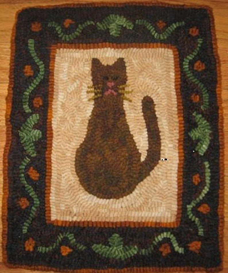 Primitive Rug Hooking Kit, Hooked, Kitty Cat, Linen, Wool - Etsy