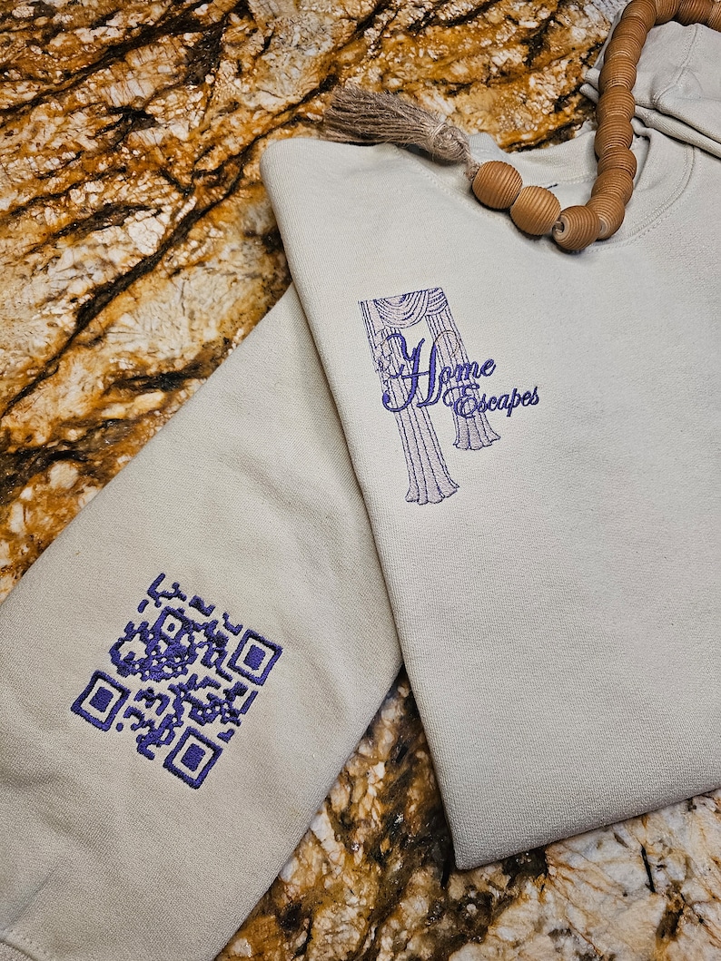 Custom Business Logo & QR Code Embroidered Sweatshirt, Personalized ...