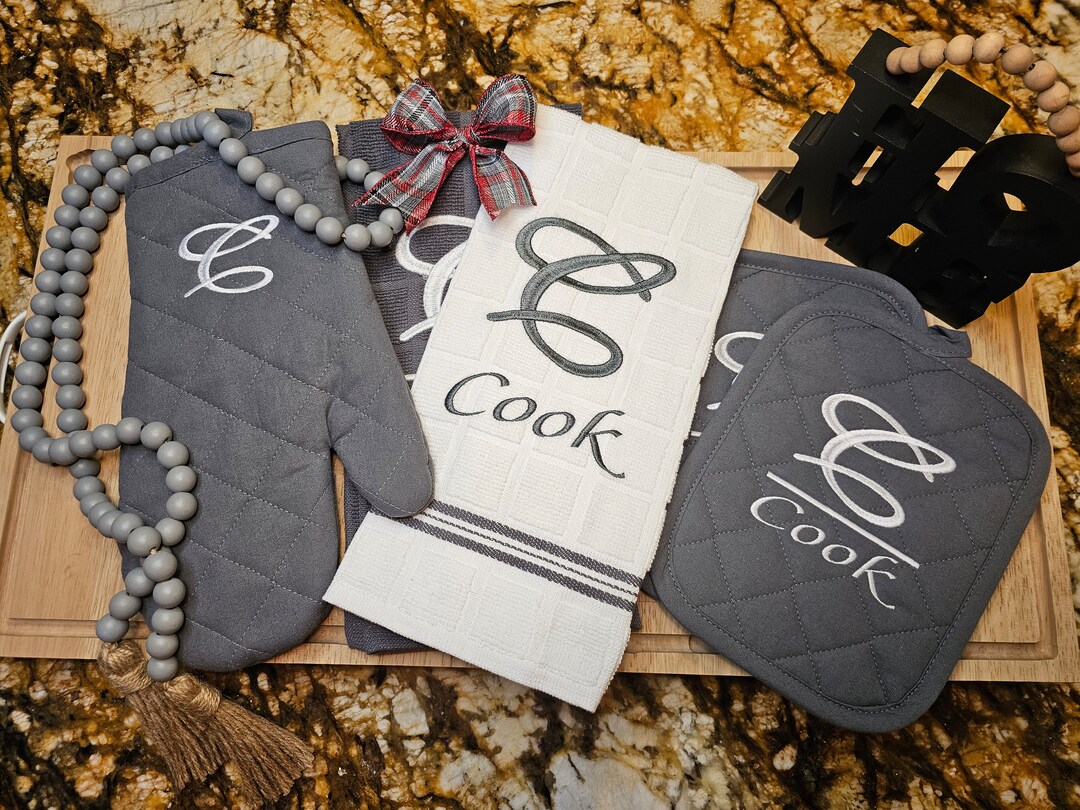 Kitchen Set, Personalized Kitchen Set, Potholder, Oven Mitt, Kitchen ...