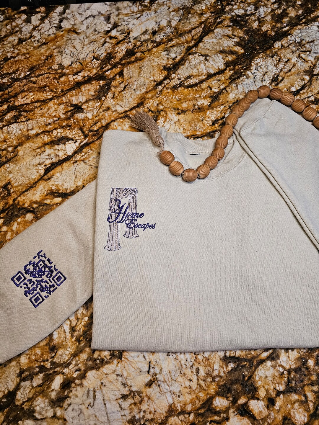 Custom Business Logo & QR Code Embroidered Sweatshirt, Personalized ...