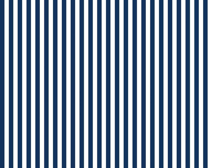 Navy Blue Stripe Fabric Riley Blake Navy Blue and White 1/4 Quarter ...