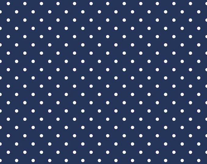 Navy Blue Swiss Dot Fabric by Riley Blake. White Swiss Dot on Navy ...