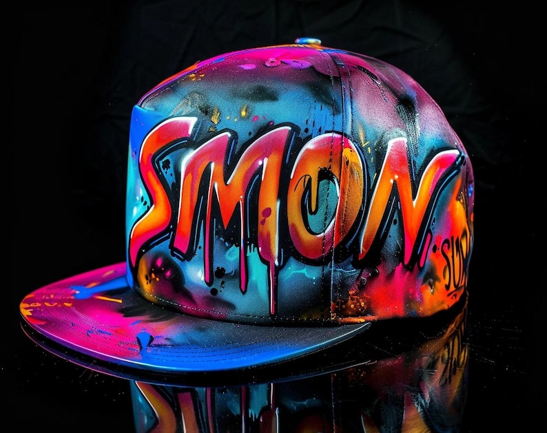 Custom Airbrush Flat Bill Hat - Etsy