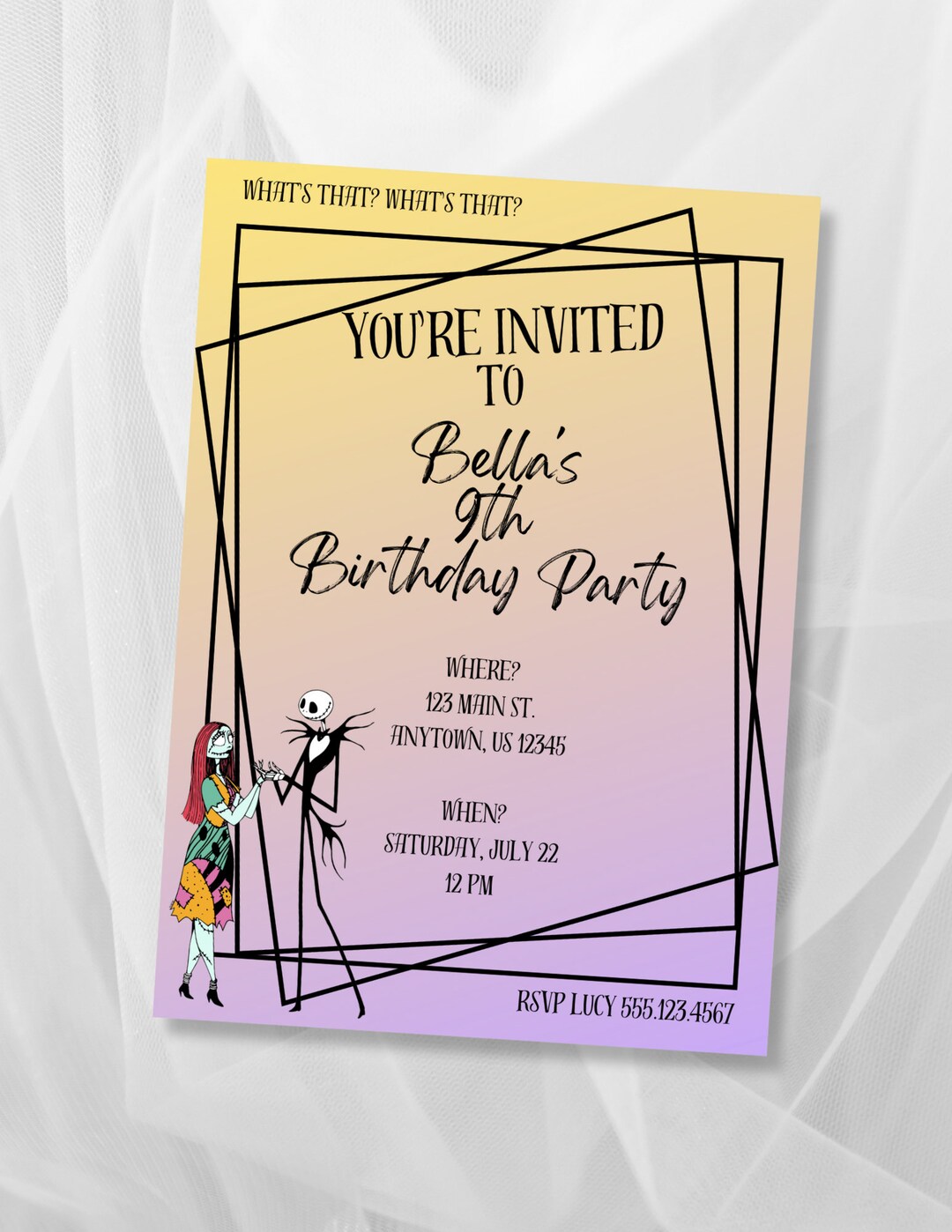 Nightmare Before Christmas Jack and Sally Party Invitation Fully ...