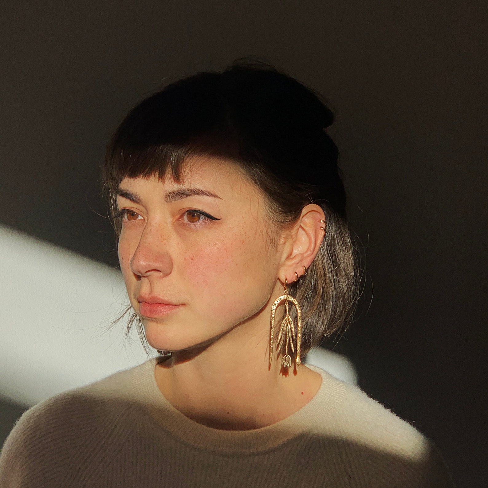 Limited Edition Tulip & Snake Dangle Earrings in Bronze - Etsy