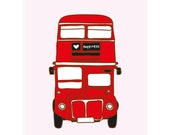 Happiness London Bus Card London Red Bus With Happiness - Etsy